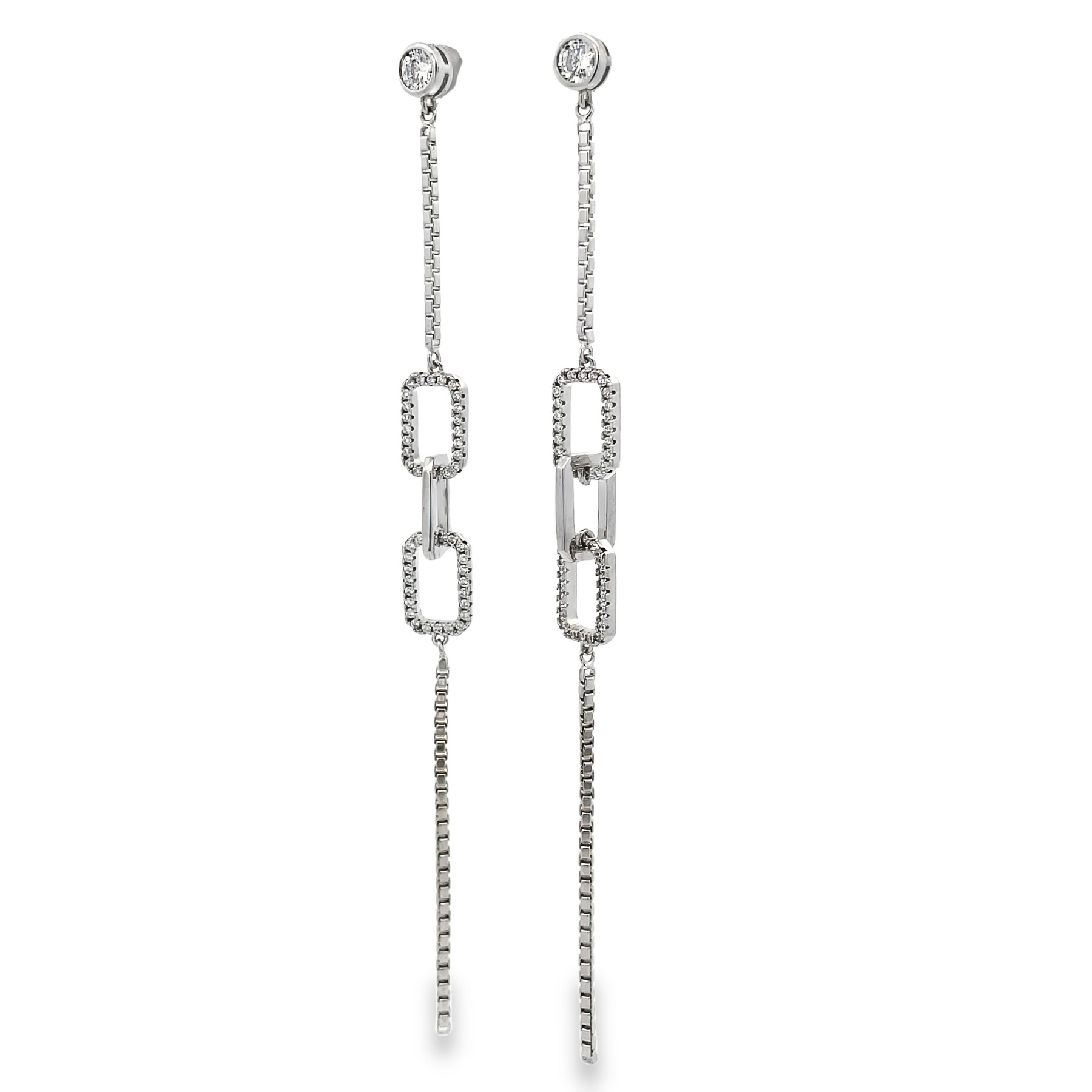 Link & Chain Long Linear Earrings in Silver – picntell