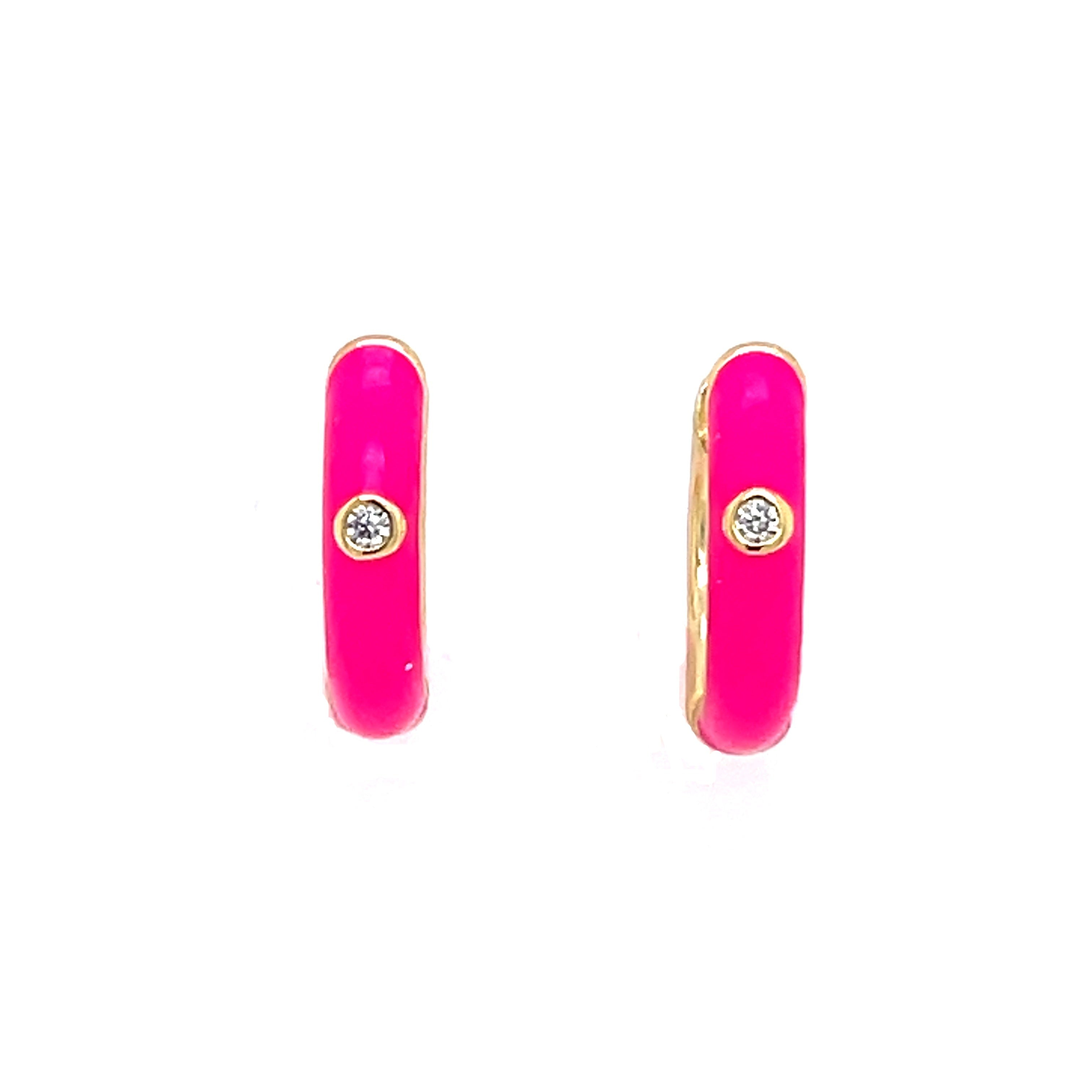 Mini Pink Enamel Huggies – picntell